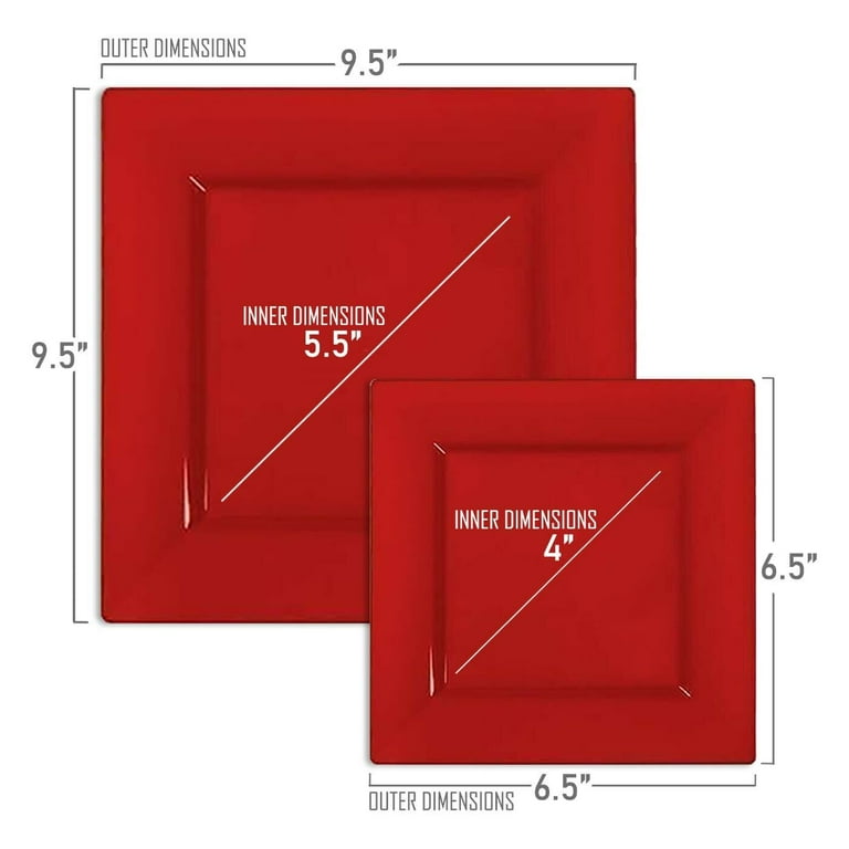 Smarty Had A Party Red Square Plastic Plates Dinnerware, 45% OFF
