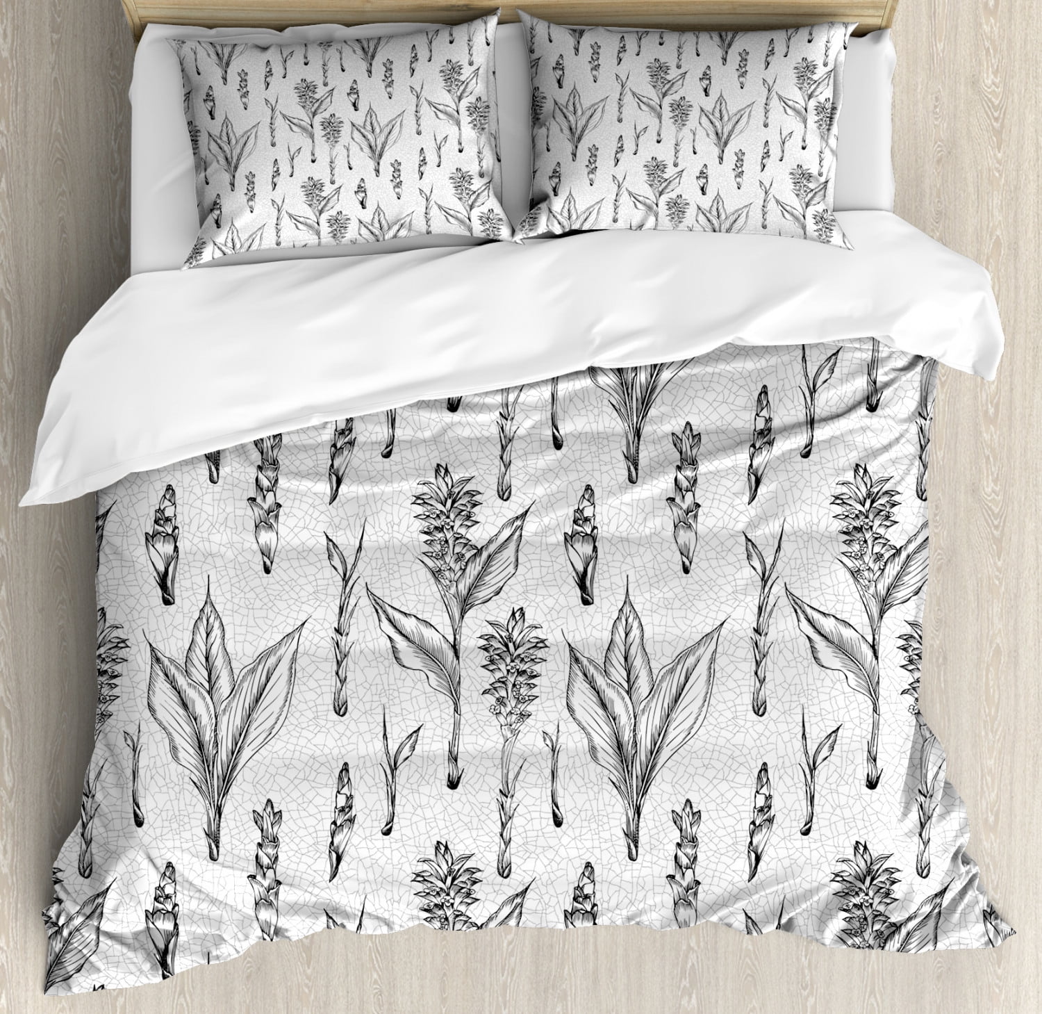 Sketch Duvet Cover Set Queen Size, Illustrations of Turmeric Plant ...