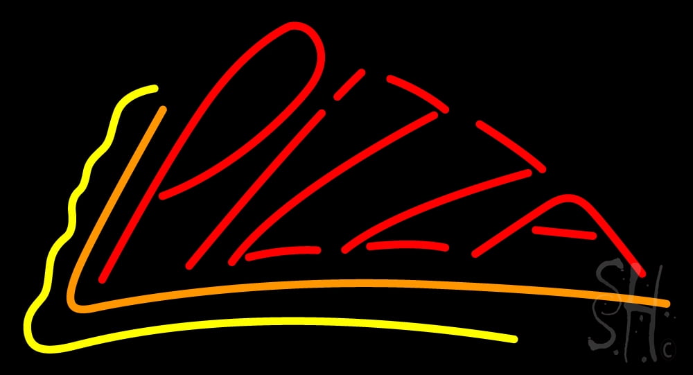 Red Pizza LED Neon Sign 20 x 37 - inches, Black Square Cut Acrylic ...