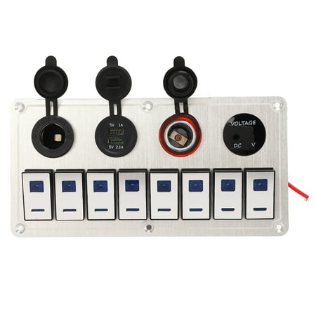 Tbest Toggle Switch Panel,Rocker Switch Panel 8 Gang 12-24V 5 Pin ...