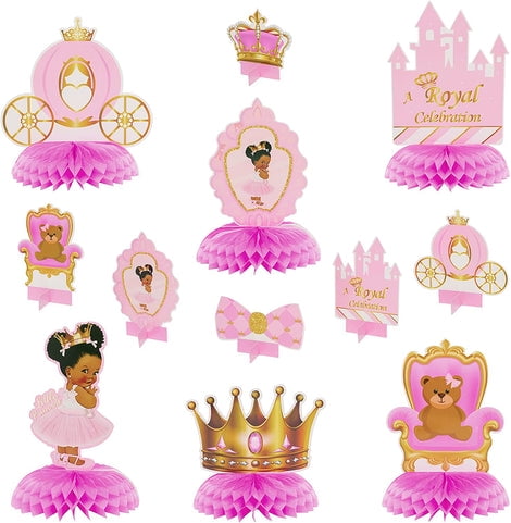 BeYumi 12Pcs African American Little Princess Themed Honeycomb ...