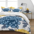 4 Piece Duvet Cover Set Full, Pastoral White Blue Yellow Flower Soft ...