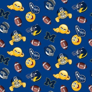 Michigan University Wolverines Emoji Fleece Fabric 58" by the yard ...