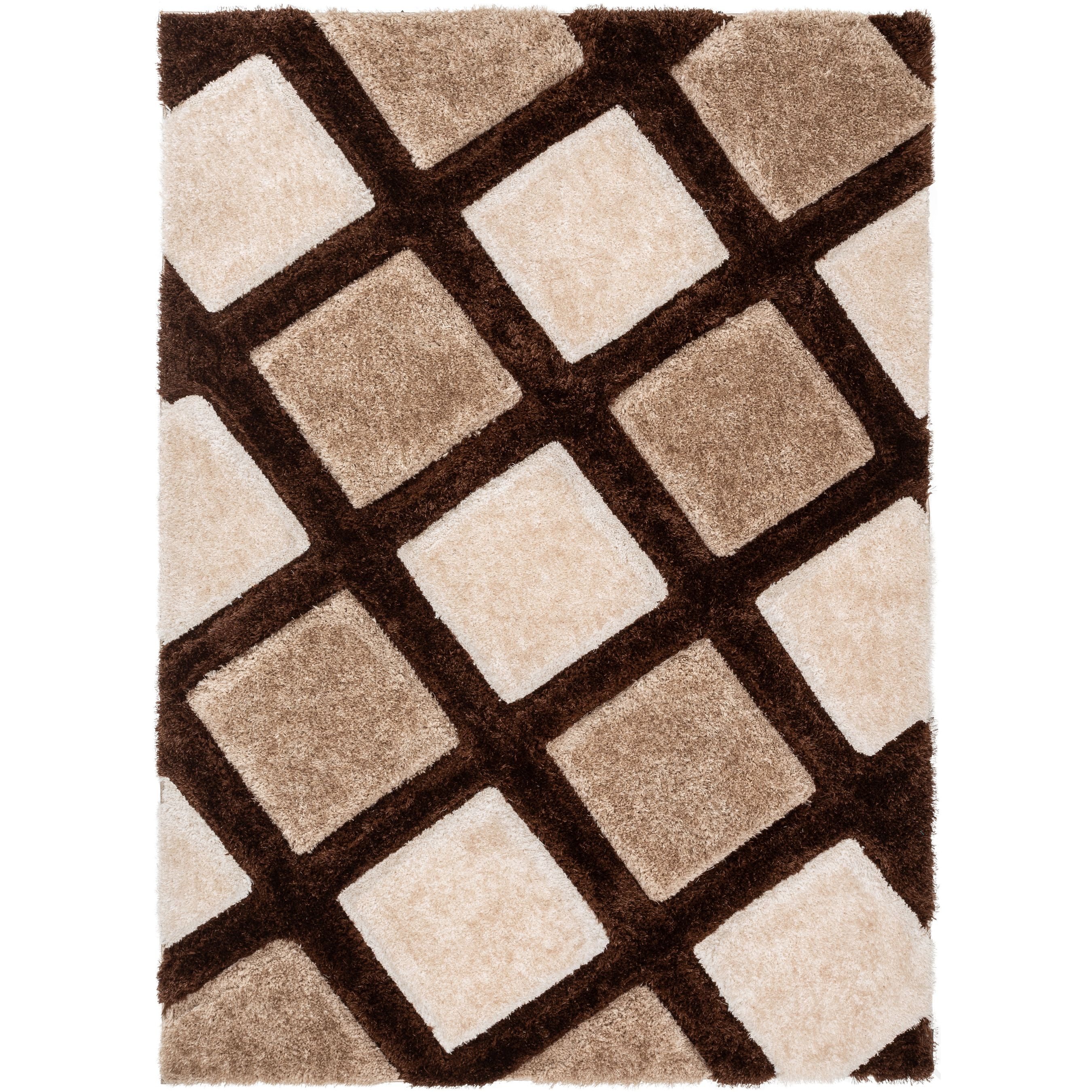 Well Woven Parker Brown Geometric Boxes Thick Soft Plush 3D Textured ...
