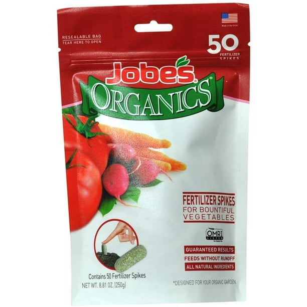 Jobe's Organics Vegetable & Tomato Fertilizer Spikes, 50 Spikes ...