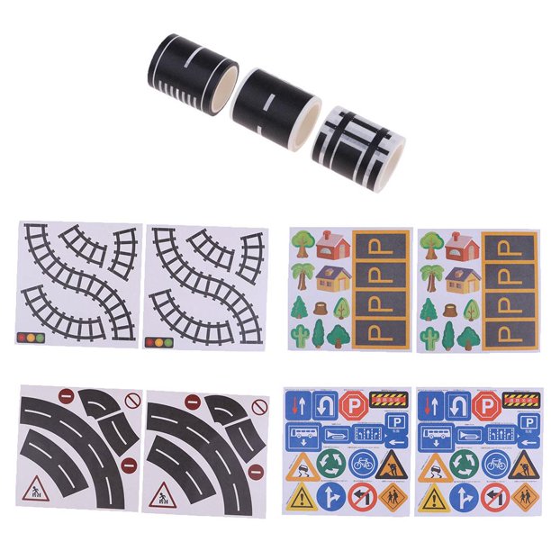 8pcs Tape Traffic Sign Sticker Railroad Guide Cognitive Educational ...