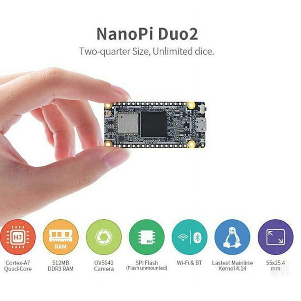 Para NanoPi Duo2 Allwinner H3 -A7 512MB DDR3 Memoria WiFi BT4.0 MóDulo UbuntuCore IOT Placa de ...