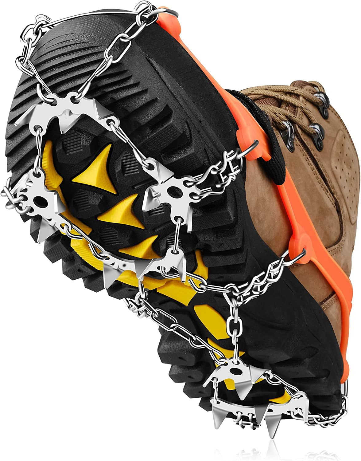 Crampons, Ice Cleats for Shoes and Boots, 19 Spikes Stainless Steel ...