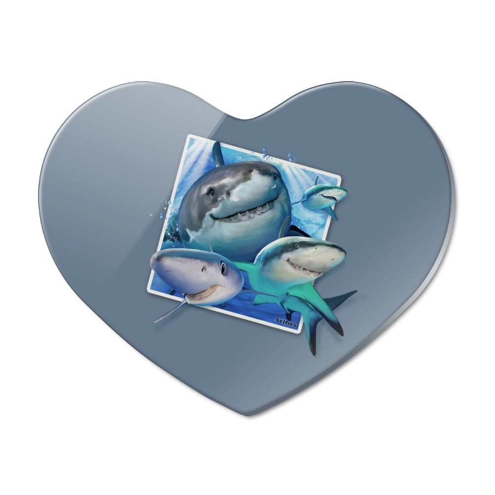 Sharks Ocean Selfie Picture Heart Acrylic Fridge Refrigerator Magnet ...