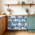 Blue Palm Tree Cabinet Curtains for Kitchen 11"Wx13"L, Summer Tropical ...