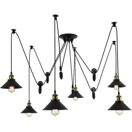 Industrial Pendant Lighting 5 Heads, Adjustable DIY Vintage Style ...