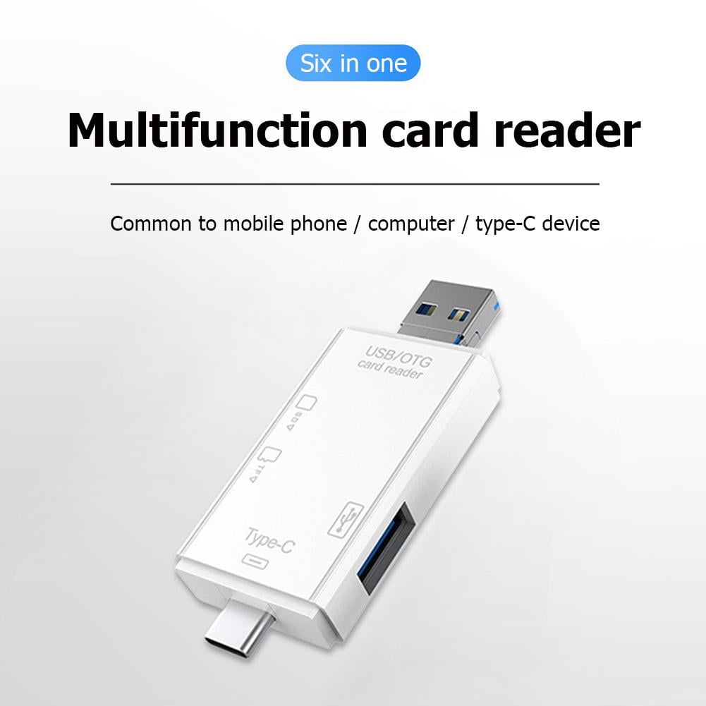 6 in 1 OTG USB 3.0 Type-C Card Reader for Secure Digital/TF Cards ...