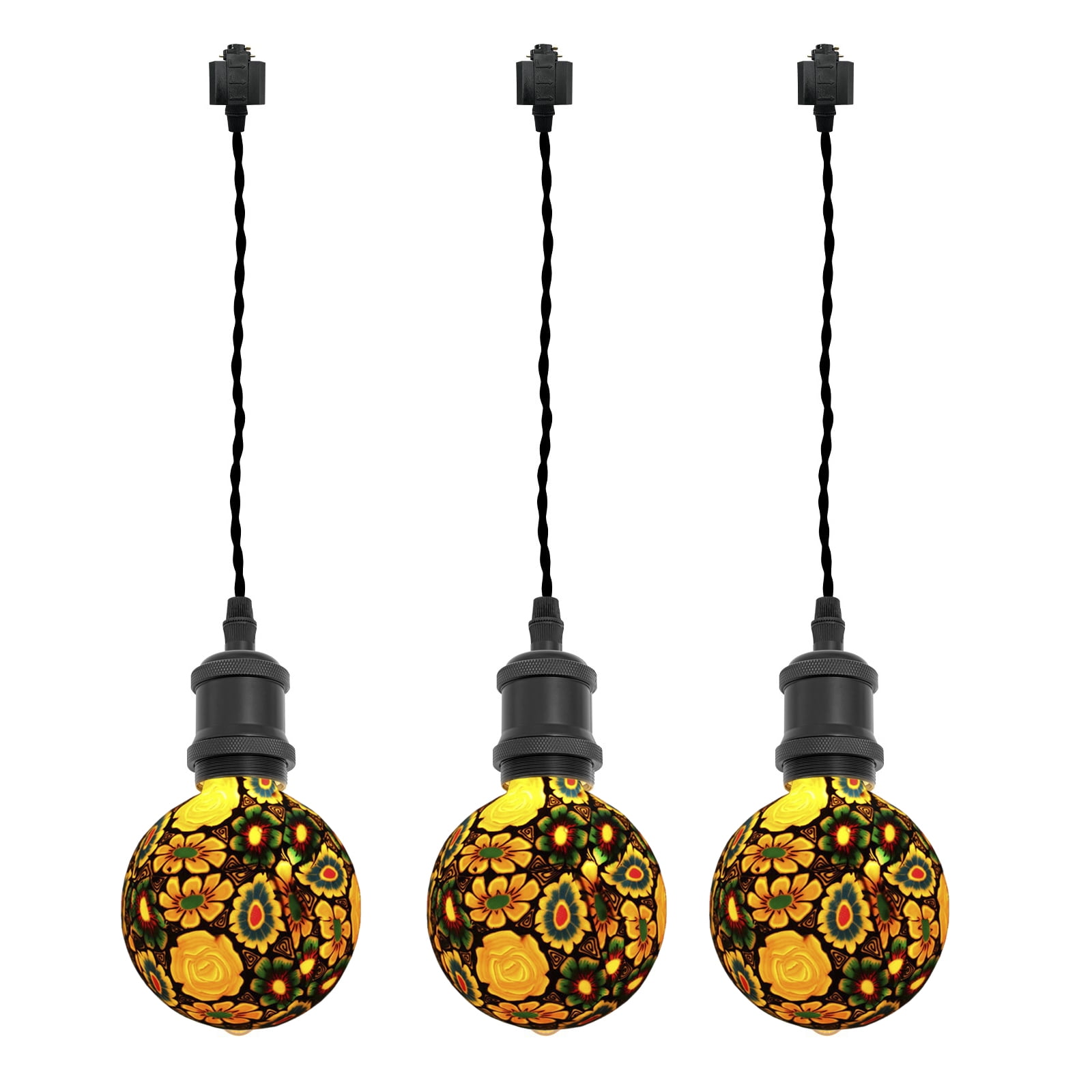 Kiven H-Type Track Lighting,3-Light Tiffany Halo Track Pendant Light ...