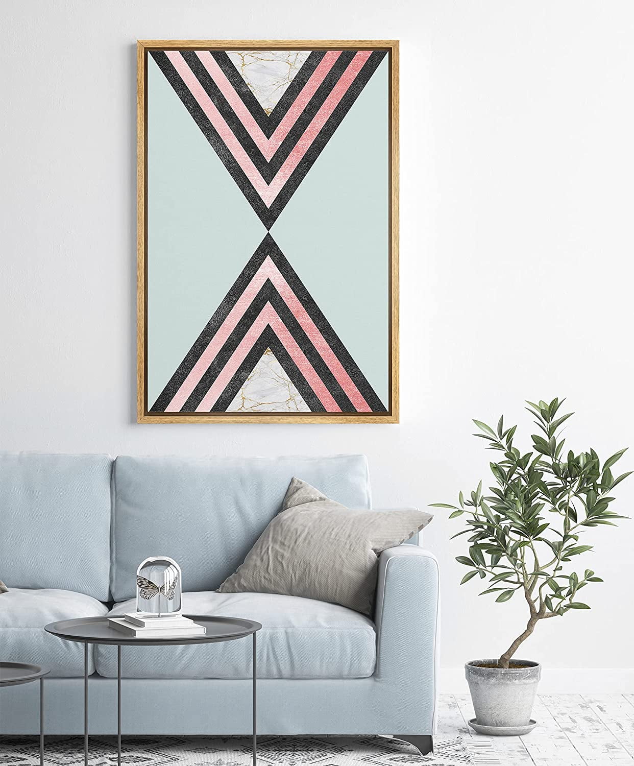 PixonSign Framed Canvas Print Wall Art Symmetrical Pink Triangle ...