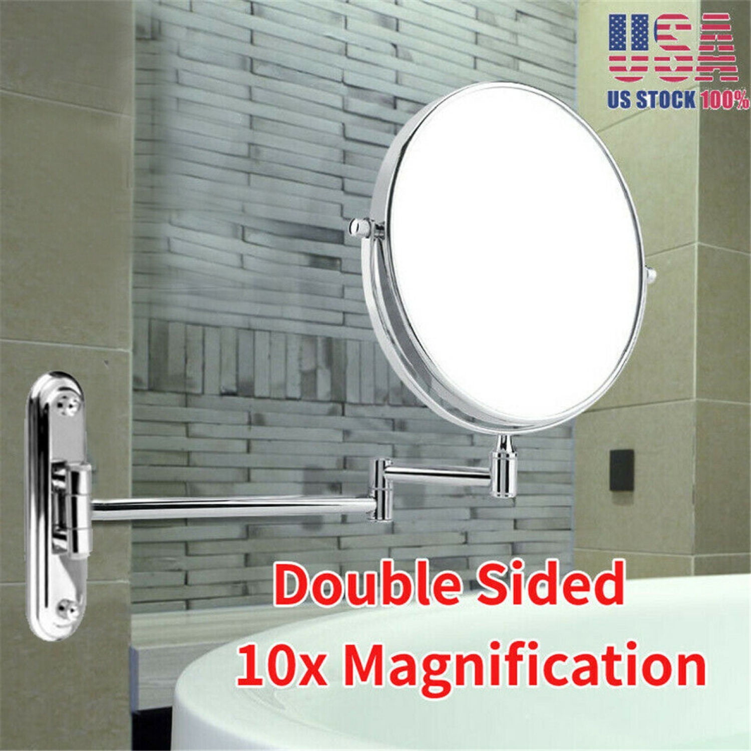 Folding Magnifying Vanity Makeup Cosmetic Mirror Wall Mounted Bathroom ...