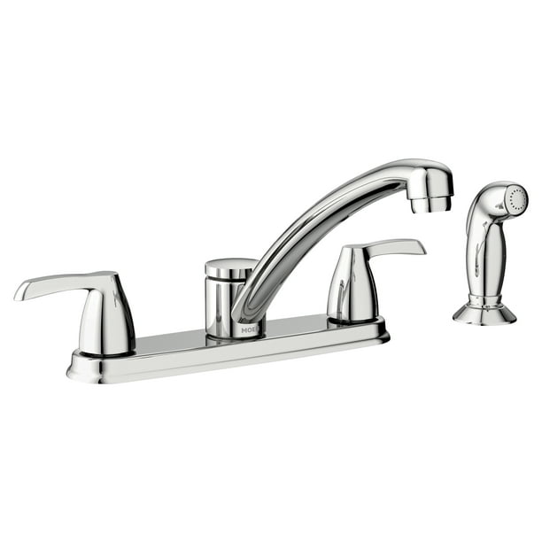 Moen Adler Chrome Two-Handle Low Arc Kitchen Faucet with Side Sprayer ...
