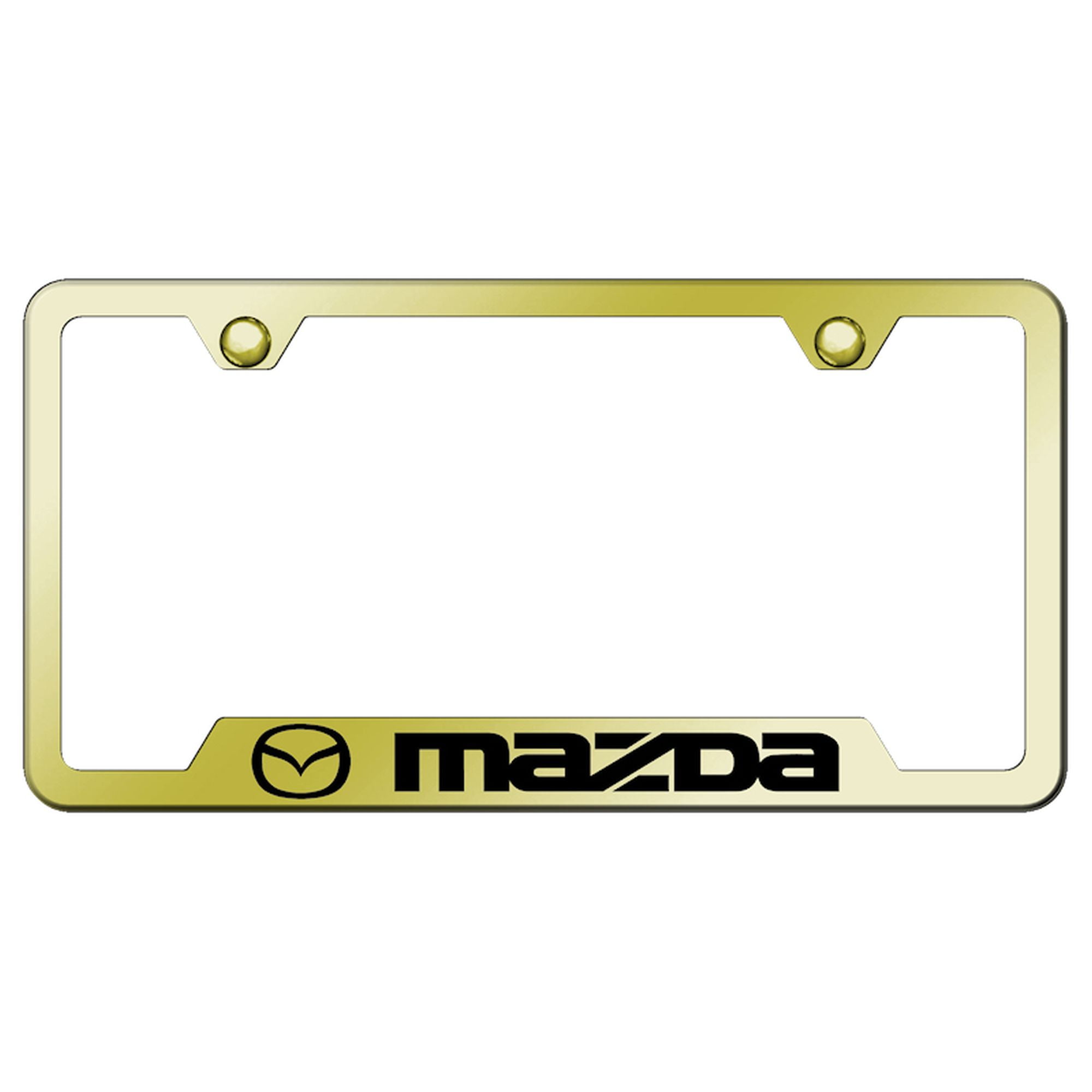 Mazda Laser Etched Logo Cut-Out License Plate Frame (Black on Gold ...