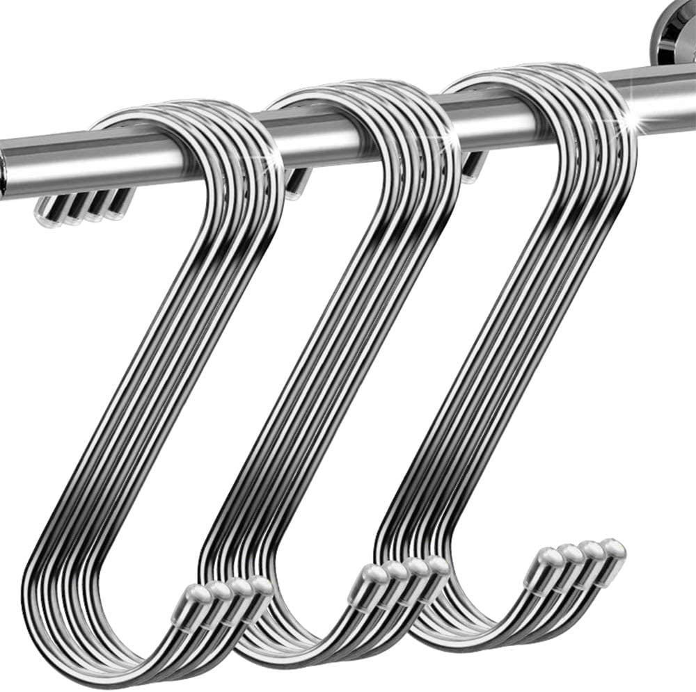 20 Pack Heavy-Duty Stainless Steel S Shaped Hooks Kitchen S Type Hooks ...