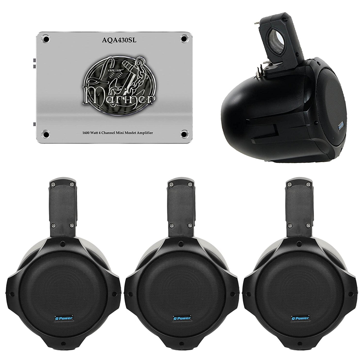 Marine Speaker Package: 4 x Qpower QPTS65B 6.5" Inch Marine Boat ATV ...