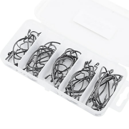 WALFRONT 50PCS/Box Offset Fishing Hook Crank Worm Jig High Carbon Steel ...