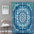 Bathroom Shower Curtain Abstract Blue Ethnic Tribal Flower Waterproof ...