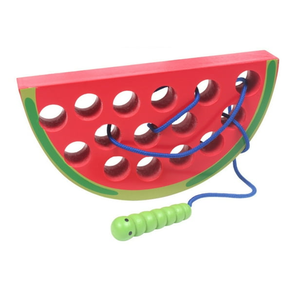 Wooden Lacing Watermelon Threading Toy Wood Block Puzzle Travel Game ...