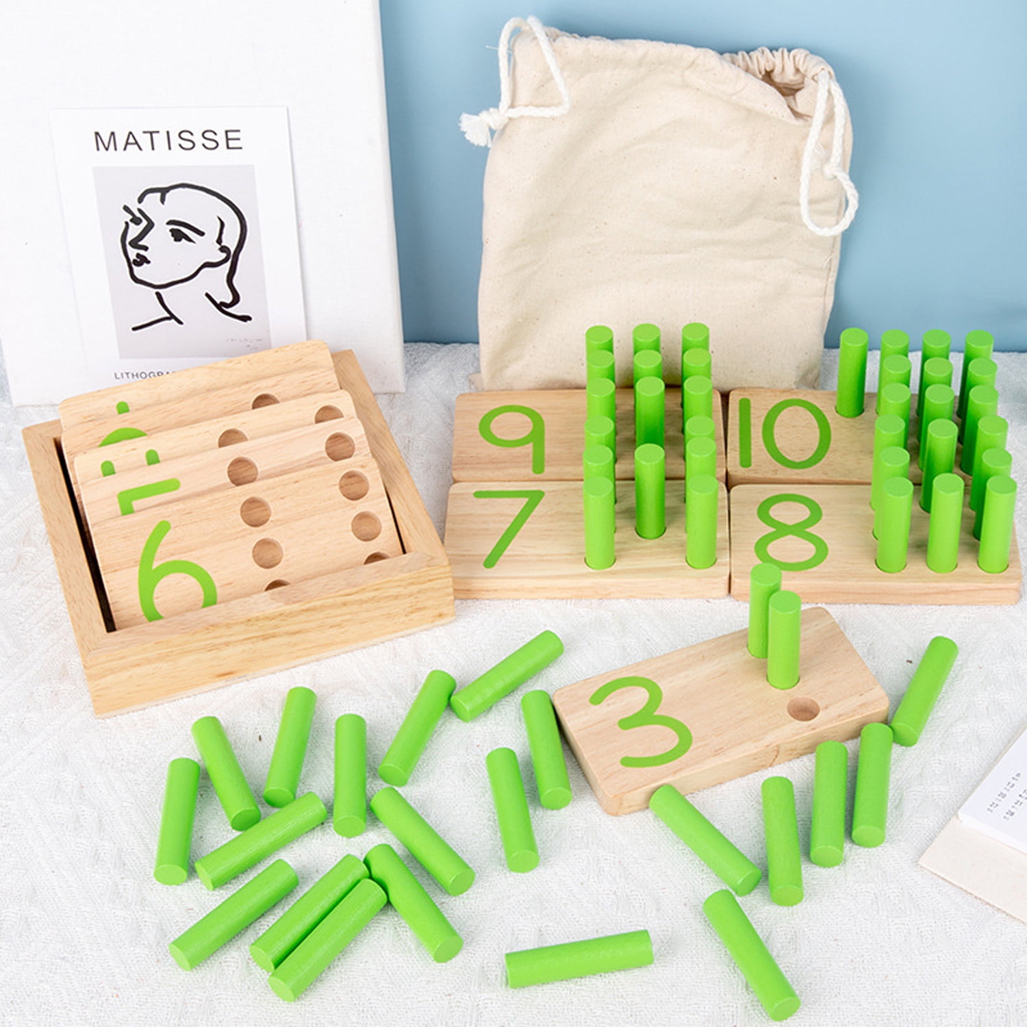 Wooden Counting Peg Board Kindergarten Math Manipulatives Number ...