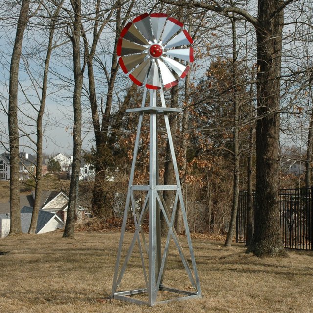 8ft Large Galvanized Windmill, Metal Yard Garden Decor for Outdoors ...