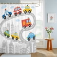 Bathroom Shower Curtain Cartoon Car Grey Silhouette Waterproof Shower ...