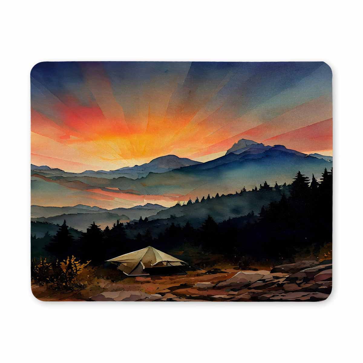Scenery Picture Office Decor Mouse Pad, Tree Forest Landscape Painting ...