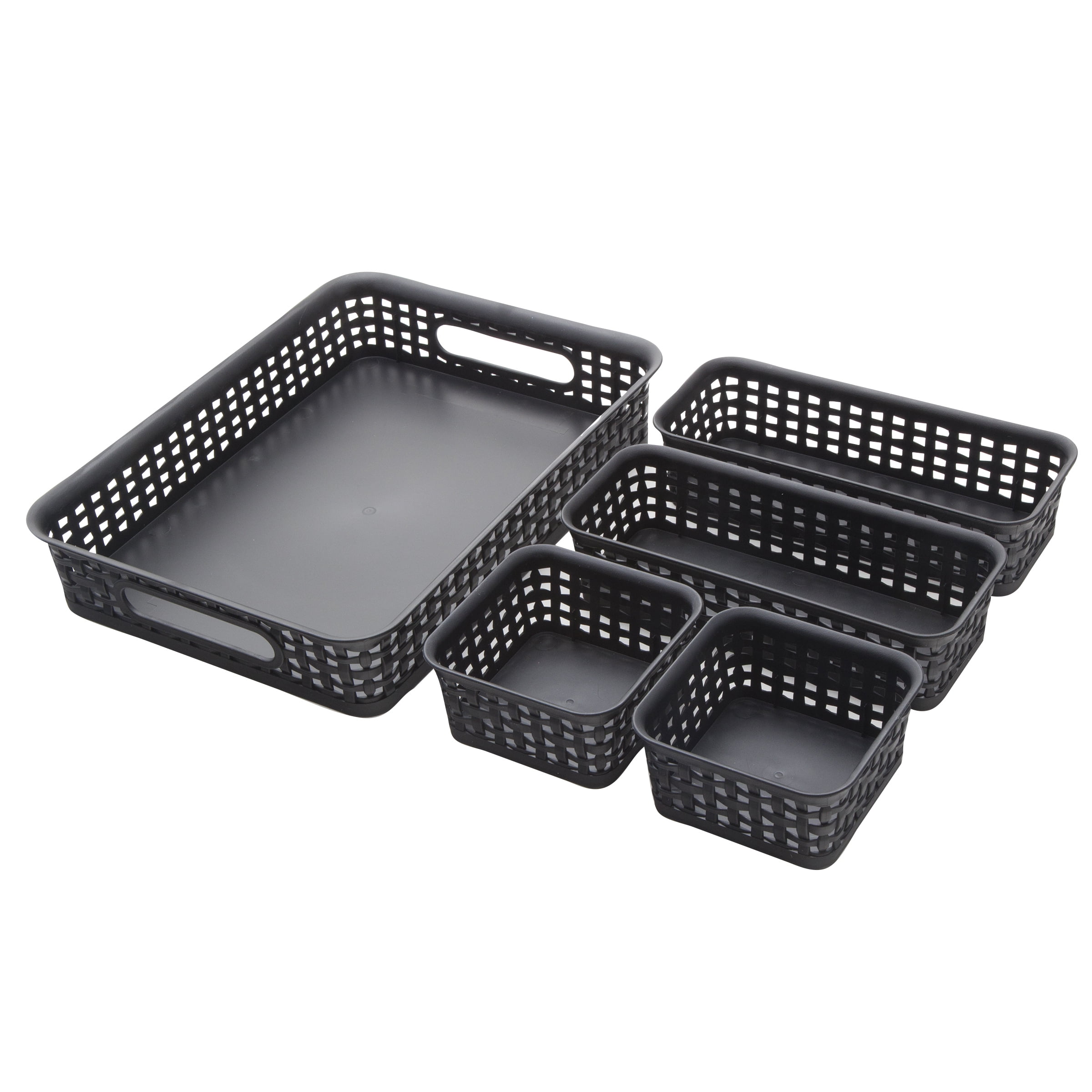 Plastic Weave Bins, Black, Pack Of 5 - Walmart.com