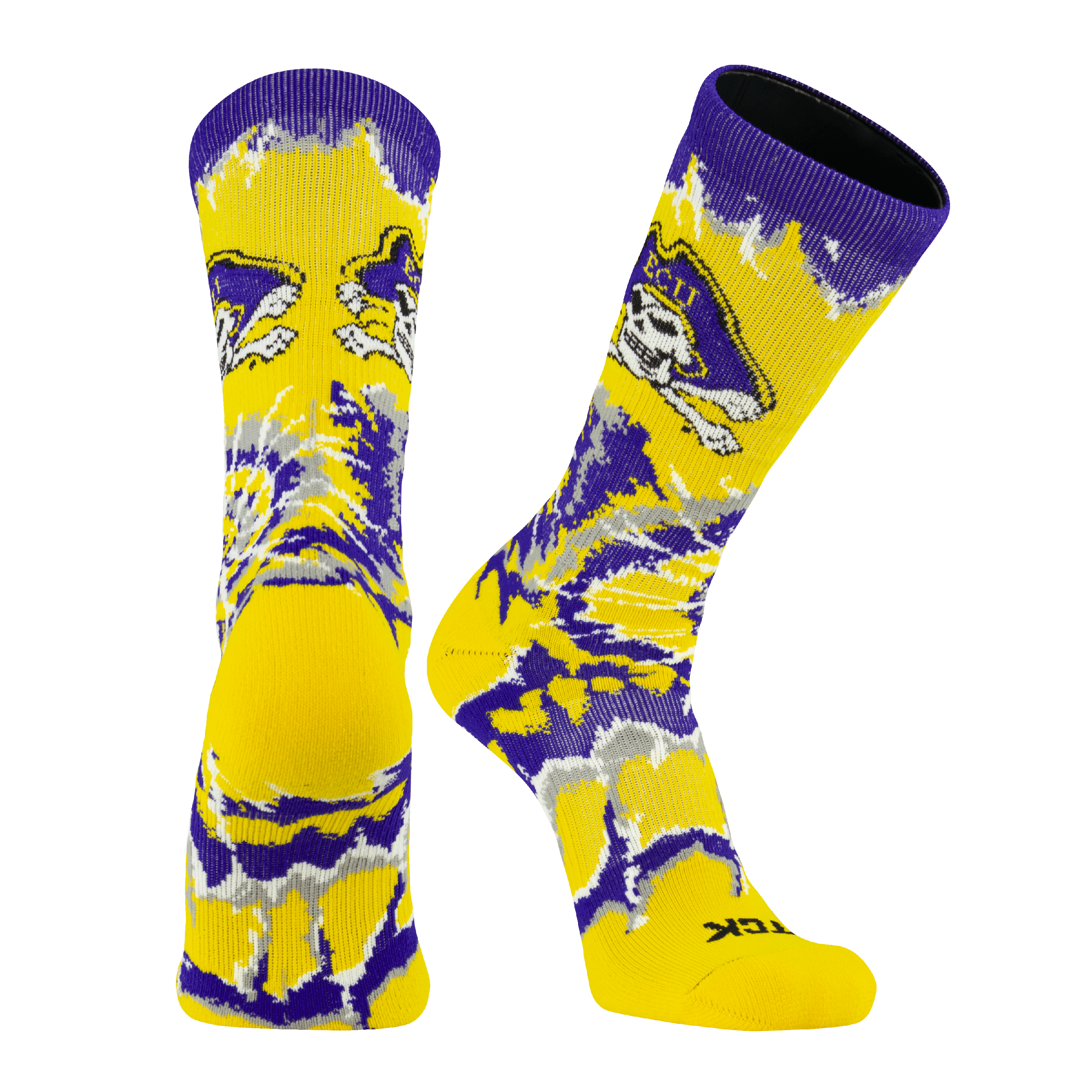 TCK ECU East Carolina Pirates Woodstock Tie Dye NCAA Crew Socks (Large ...