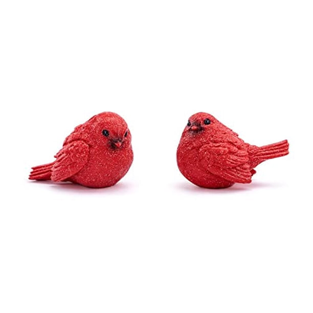 Napco - Red Glitter Cardinal Figurines - 2 Assorted Poses - Walmart.com