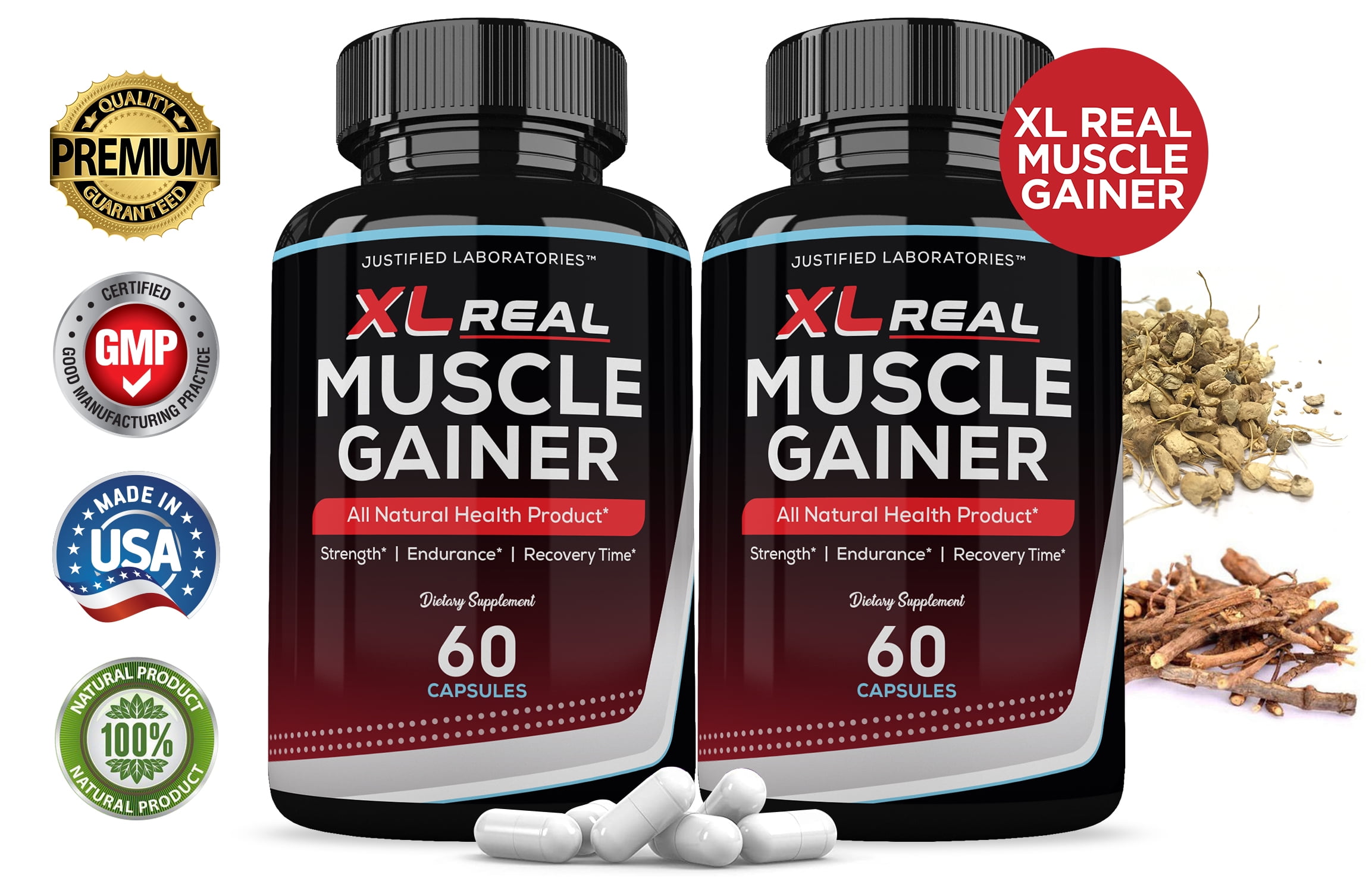 (2 Pack) XL Real Muscle Gainer Men’s Health Supplement 1484mg 120 ...
