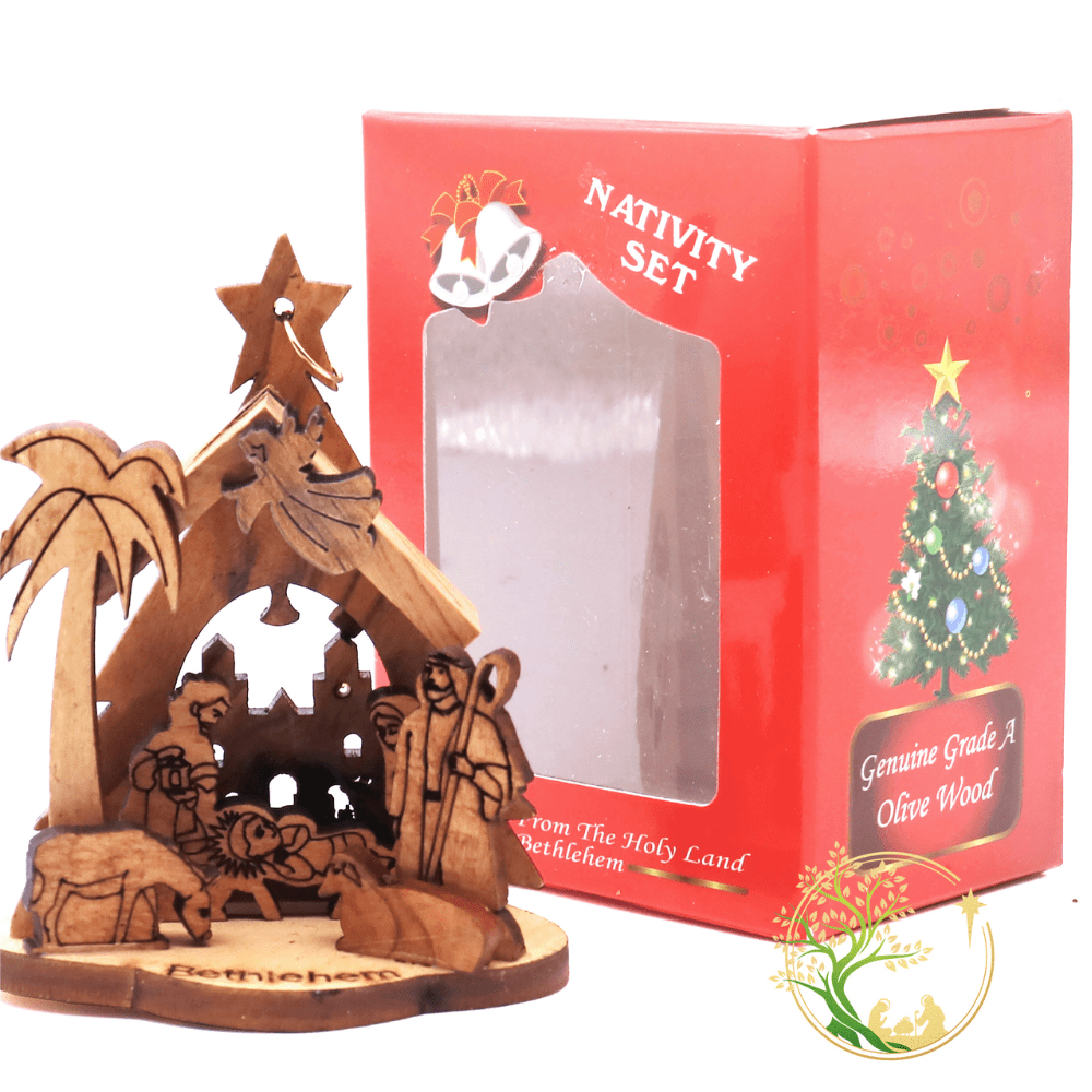 Olive Wood Nativity Scene Ornament | Christmas Tree Nativity Ornament ...