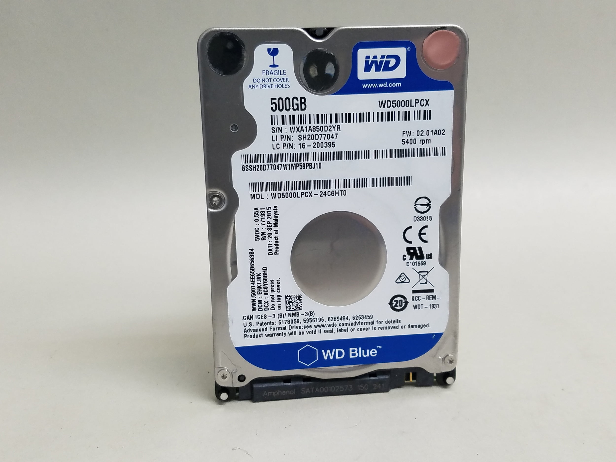 Pre-Owned Western Digital WD5000LPCX WD Blue 500GB 2.5" SATA III Laptop ...