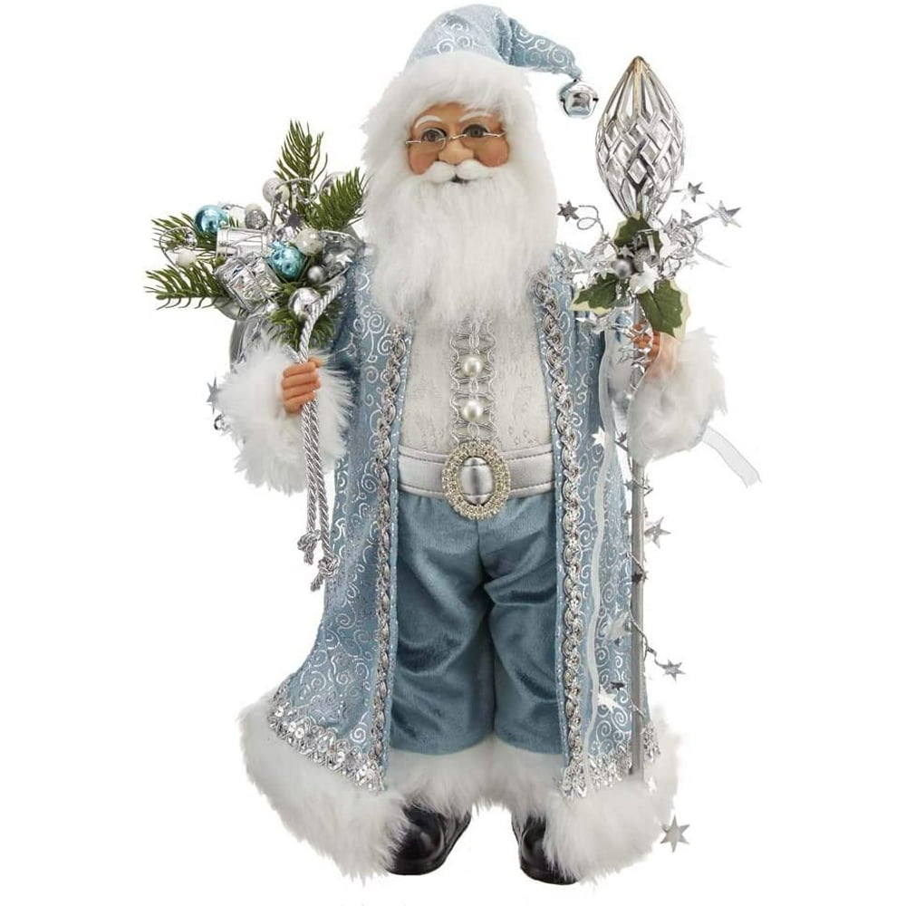 Kurt Adler 17-Inch Kringle Klaus Blue and White Santa with Staff and ...