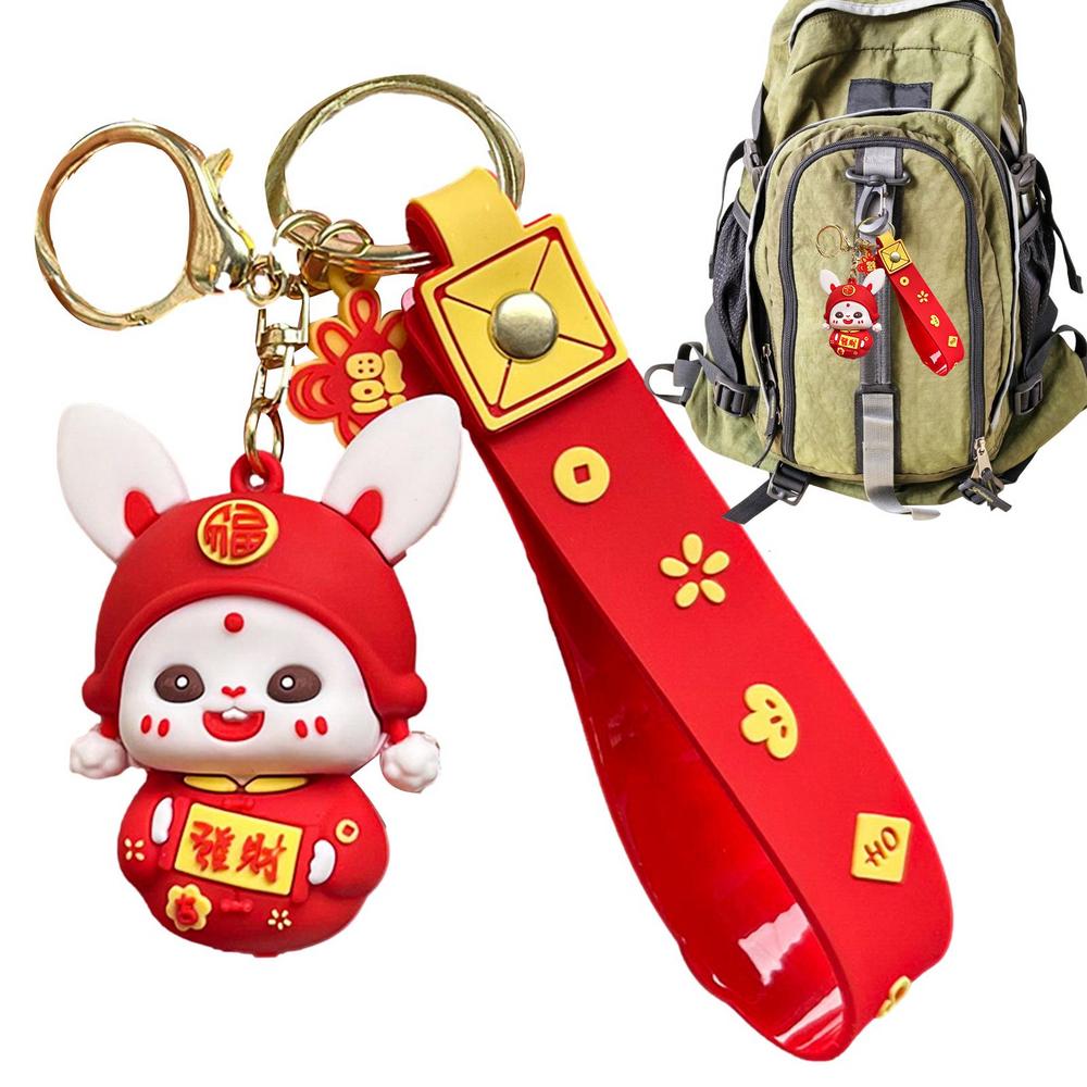 Tohuu Chinese New Year Bunny Keychain Cute PVC Cartoon Animal Keychain ...