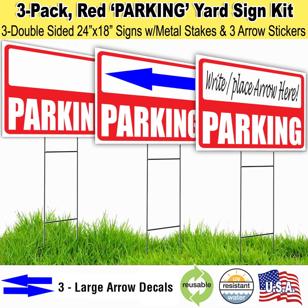 3 Pack Parking Lawn Sign Kit with Arrow Stickers - Walmart.com