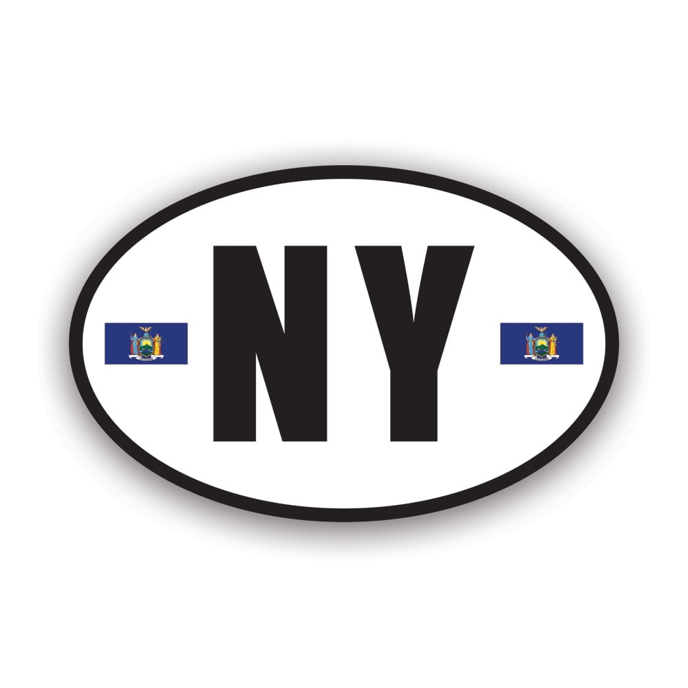 New York Flag Oval Sticker Decal - Self Adhesive Vinyl - Weatherproof ...