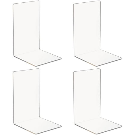 4pcs Clear Acrylic Bookends L Shape Book Stoppers Bookshelf Decor for ...