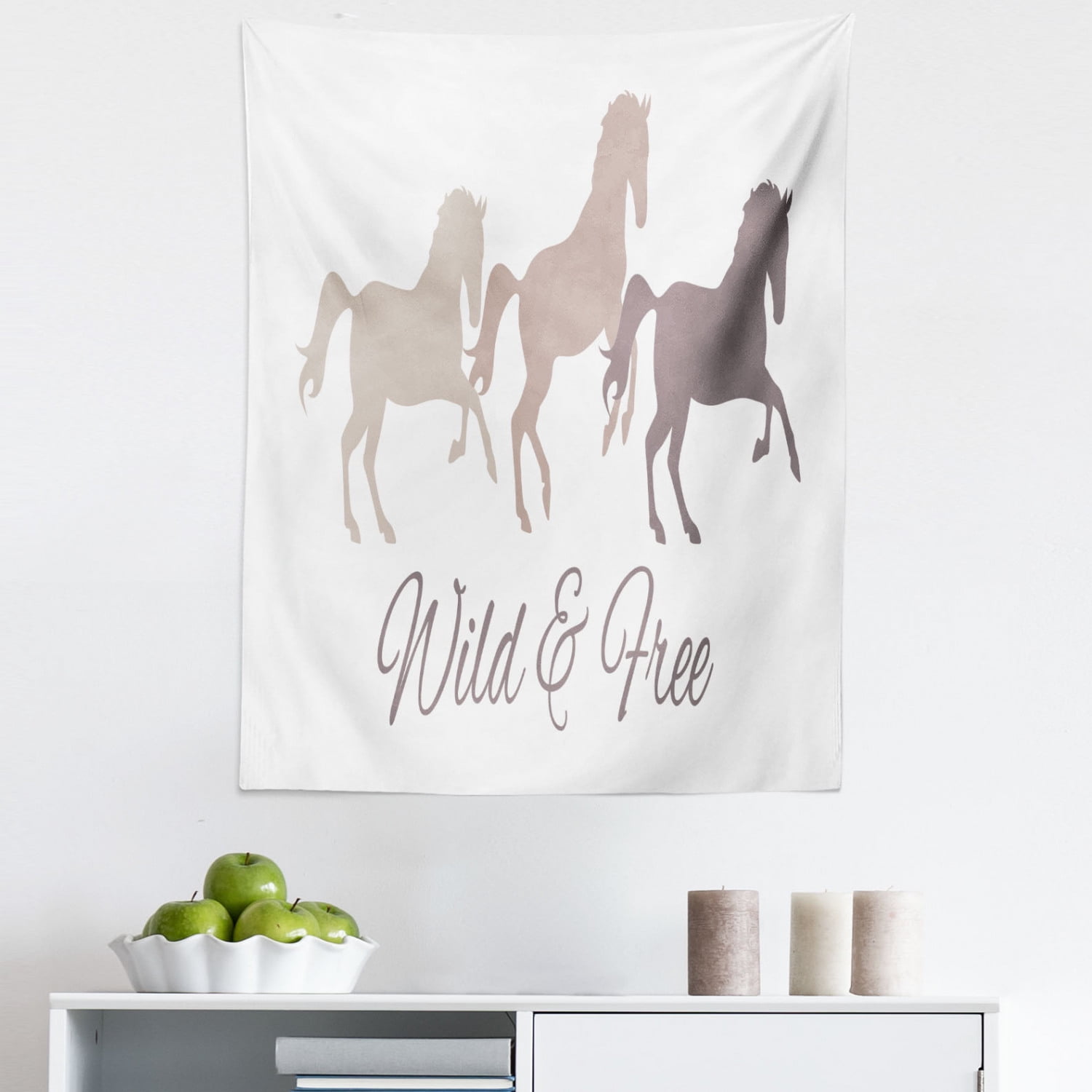Horse Tapestry, Wild and Free Calligraphy with Running Wild Animal ...