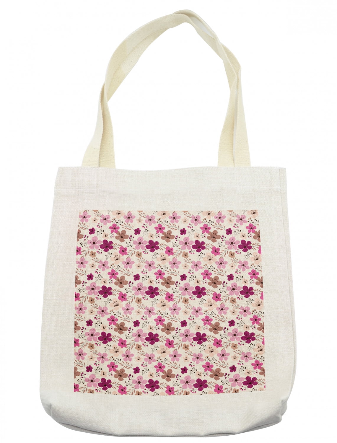 Flower Tote Bag, Simplistic Flower Design Seasonal Nature Growth ...