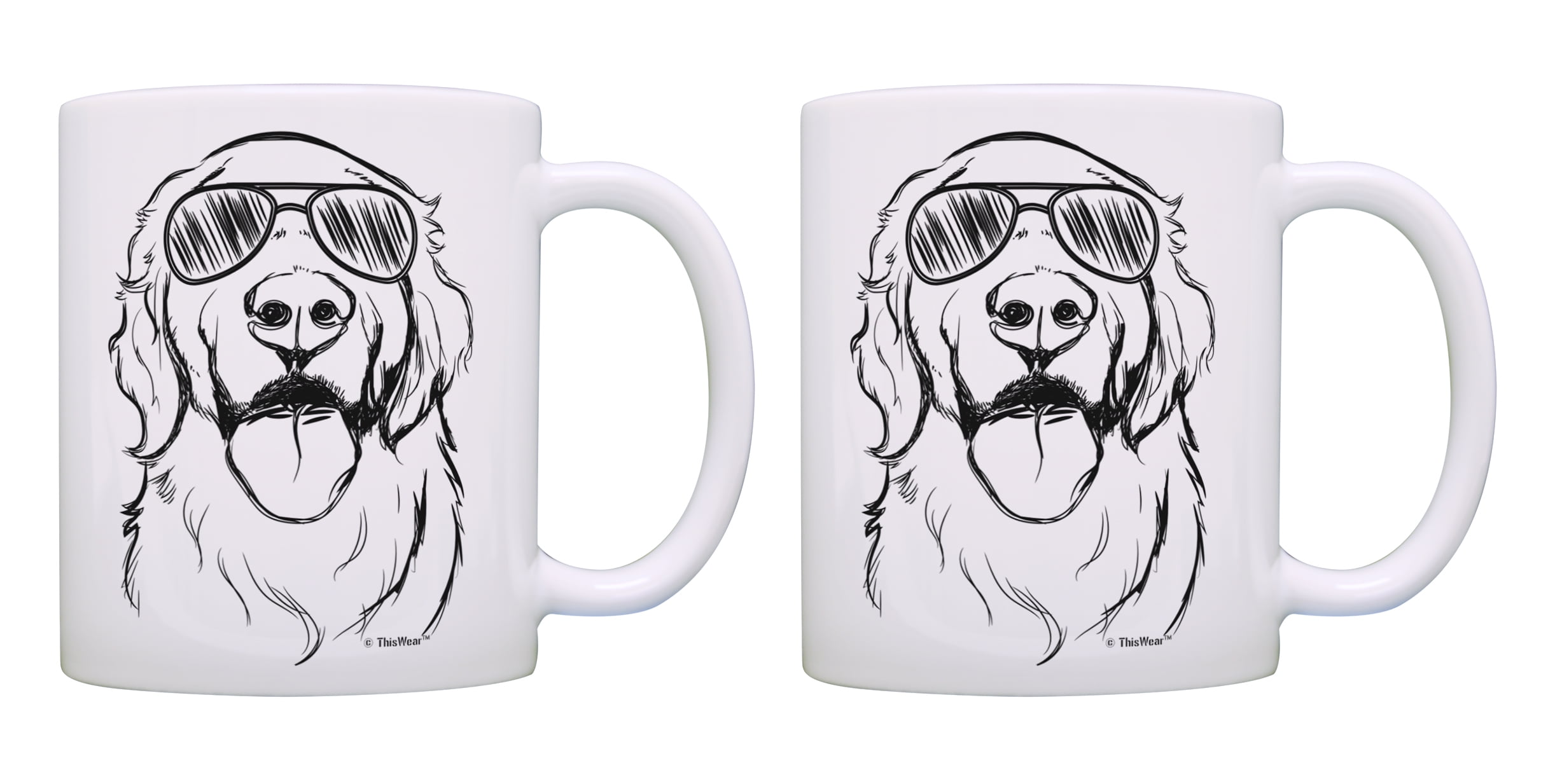 ThisWear Golden Retriever Mug Set Dog Wearing Sunglasses Dog Themed ...