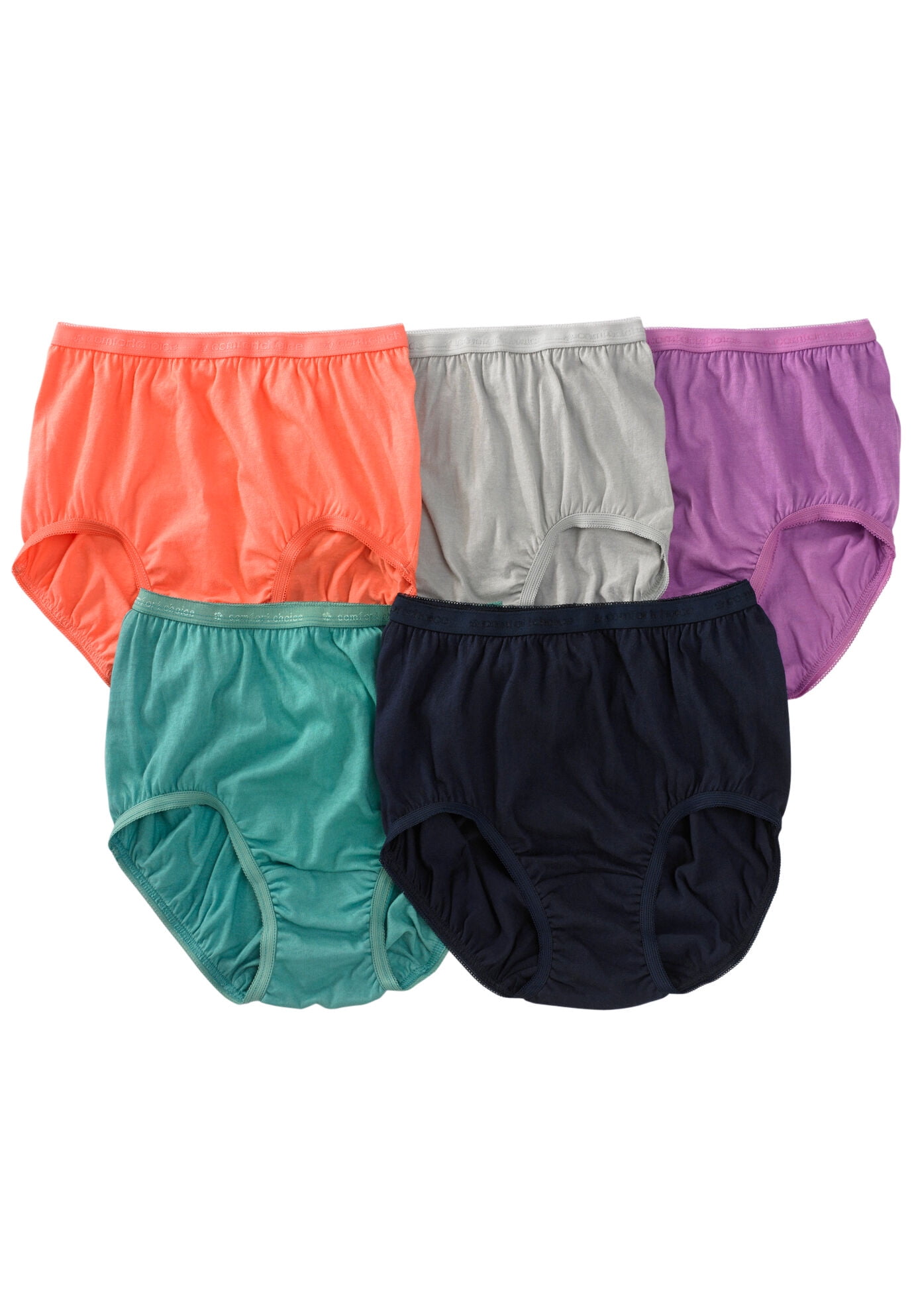 Comfort Choice Women's Plus Size 10-Pack Pure Cotton Full-Cut Brief ...