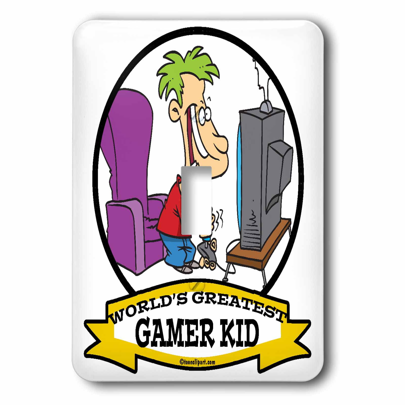 Funny Worlds Greatest Gamer Kid Cartoon single toggle switch lsp-103201 ...