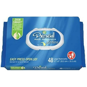 Prevail Disposable Adult Washcloth Wipes, Softpack with Aloe, 96 Count ...