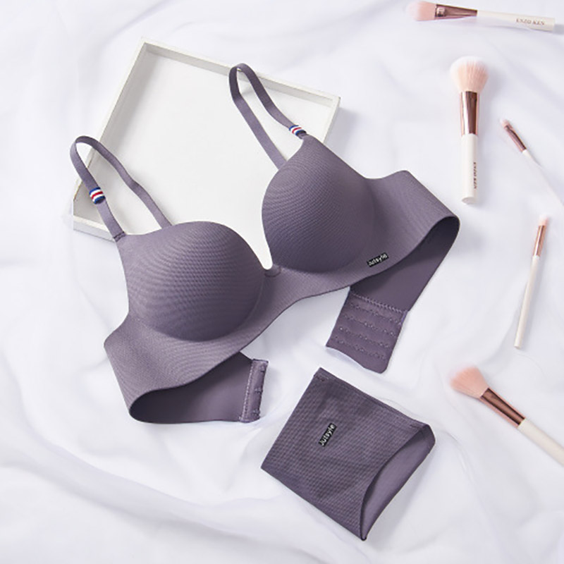 One-piece Seamless Solid Color Ladies Bra Set Sexy No Steel Ring ...