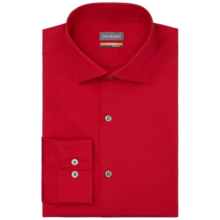 Van Heusen Men's Dress Shirt Regular Fit Stain Shield Stretch, Red, 18 ...