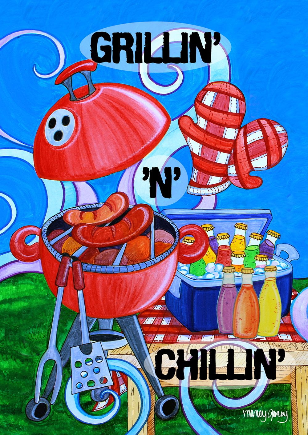 Toland Home Garden Grillin' n Chillin' BBQ summer Flag Double Sided ...